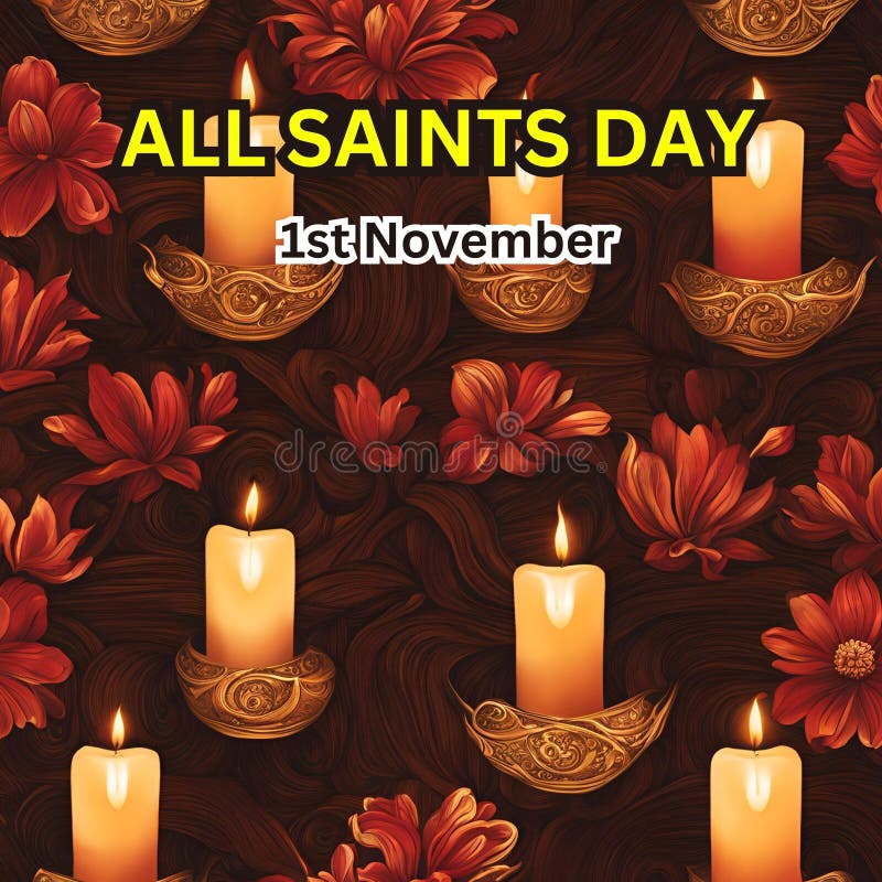 All Saints Day Celebration with Vibrant Decorations, Spiritual Symbols ...