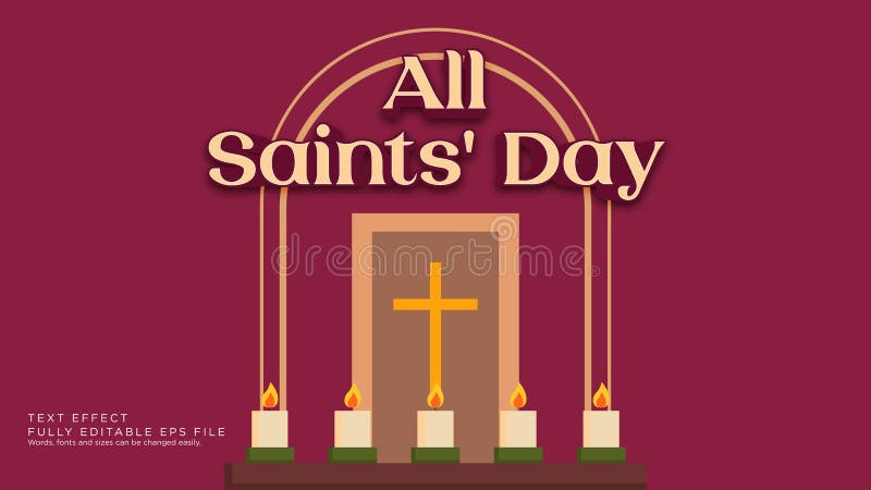All Saints` Day Text Effect Font Type Stock Illustration - Illustration ...