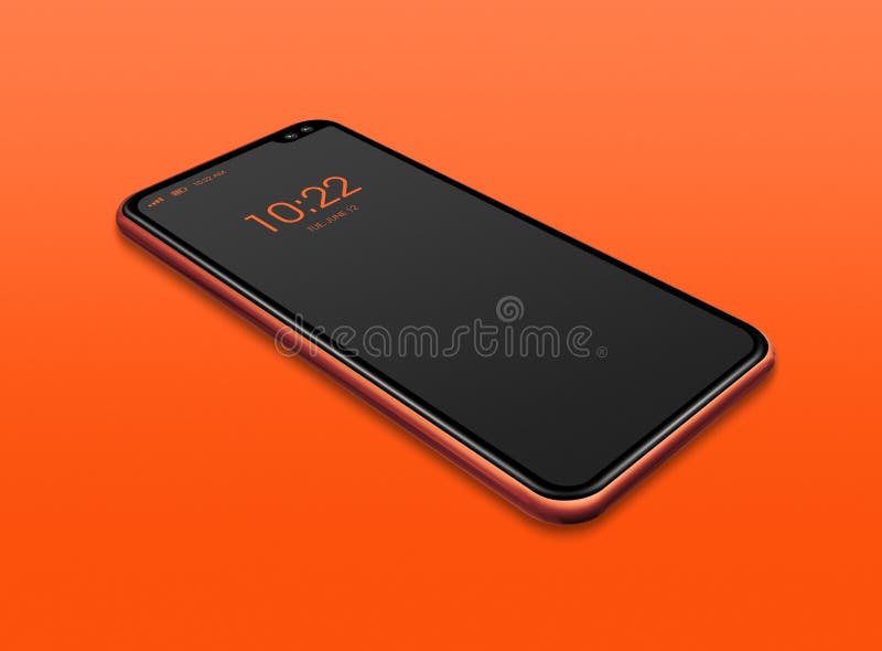 All-screen Black Smartphone Mockup Isolated on Orange. 3D Render Stock ...