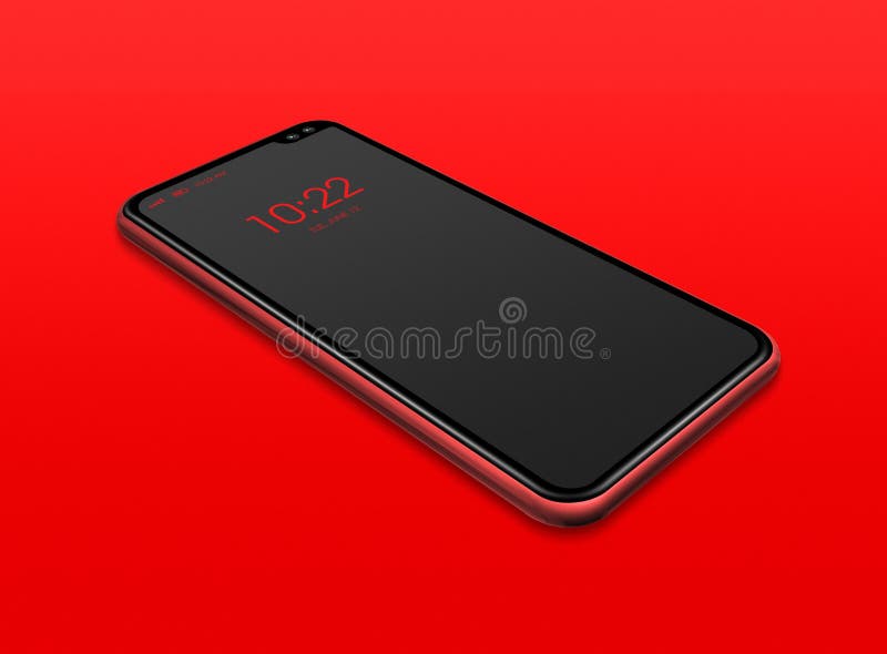 All-screen Black Smartphone Mockup Isolated on Red. 3D Render Stock ...