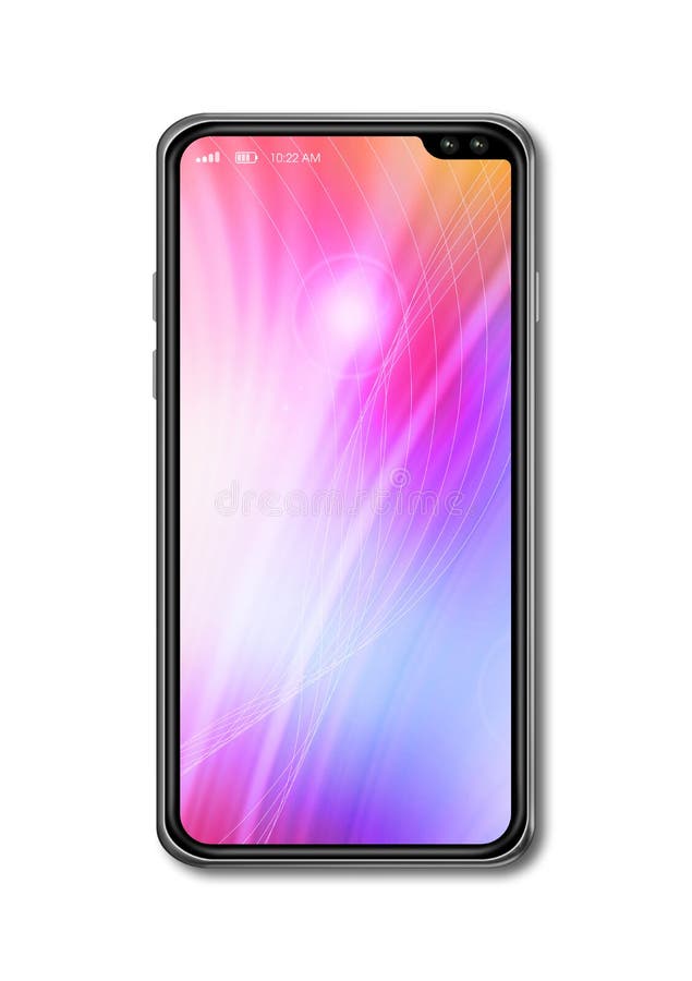 All-screen Colorful Smartphone Mockup Isolated on White. 3D Render ...