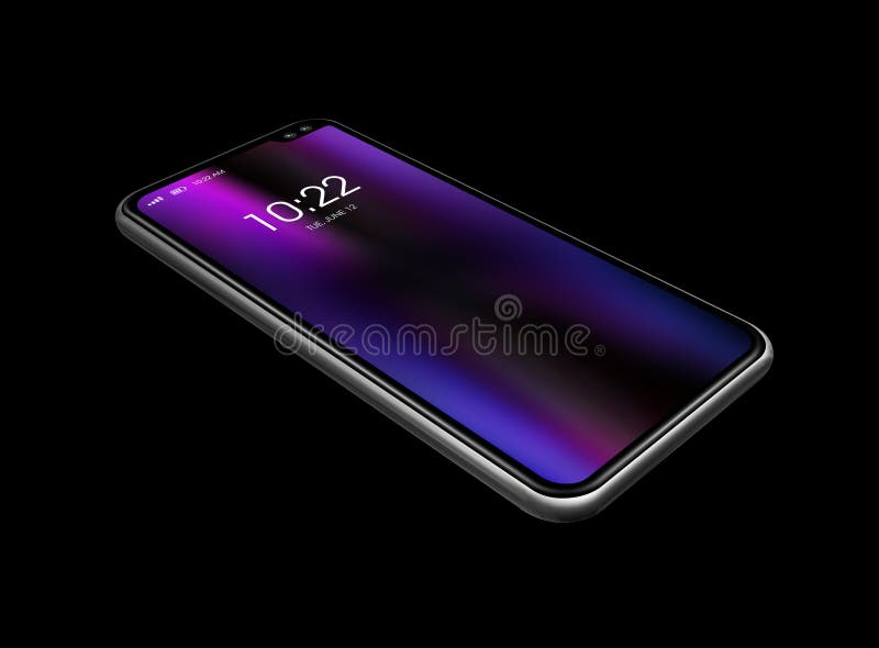 All Screen Smartphone Mockup Isolated on Black. 3D Render Stock ...