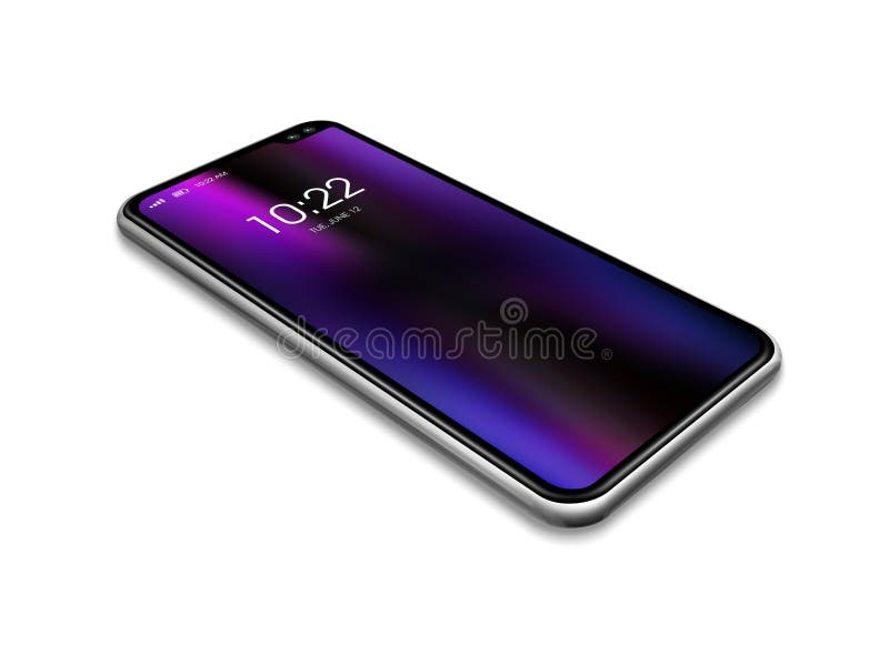 All Screen Smartphone Mockup Isolated on White. 3D Render Stock ...