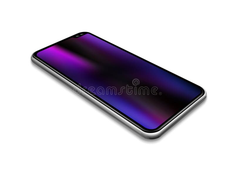 All Screen Smartphone Mockup Isolated on White. 3D Render Stock ...