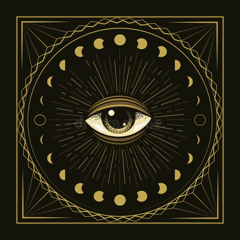 All Seeing Eye Emblem Isolated on Black Background Stock Vector ...