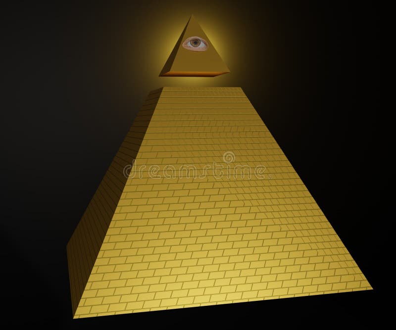 All Seeing Eye, Illuminati Symbol in Triangle with Light Ray. Gold ...