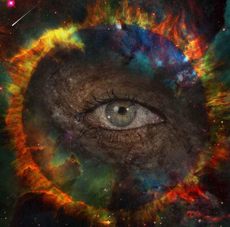 All seeing eye in space stock illustration. Illustration of dream ...