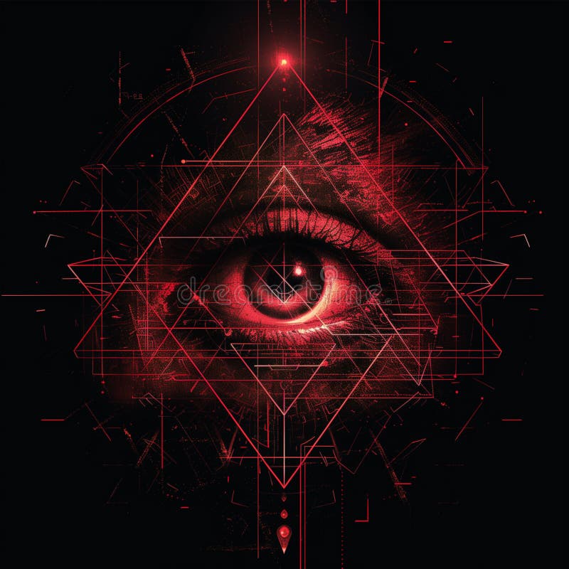 All Seeing Eye Symbol with Digital Artificial Intelligence Cyber ...