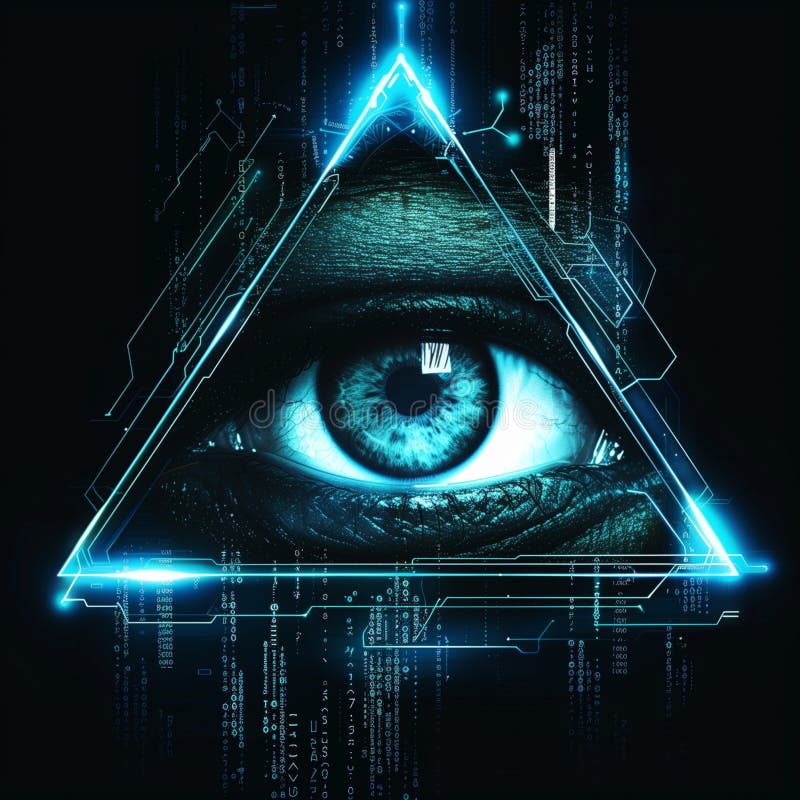 All Seeing Eye Symbol with Digital Artificial Intelligence Cyber ...