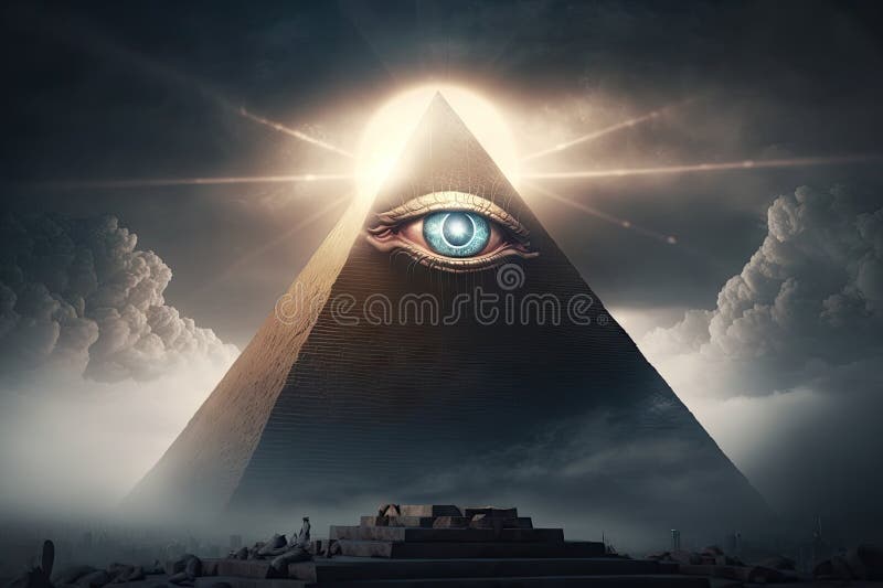 All-seeing Eye on Top of the Pyramid, with Rays of Light Shining Down ...