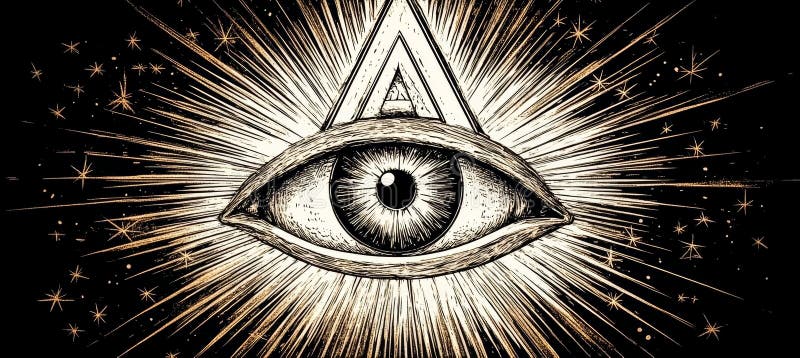 All-Seeing Eye in Triangular Prism with Radiant Light, Symbolizing ...