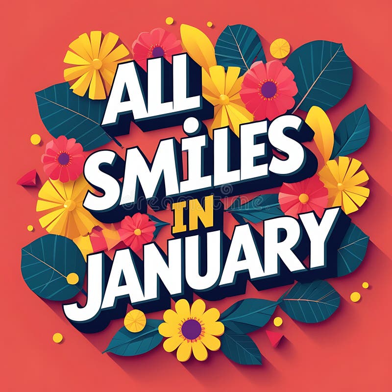 All Smiles in January Floral Design Stock Illustration - Illustration ...