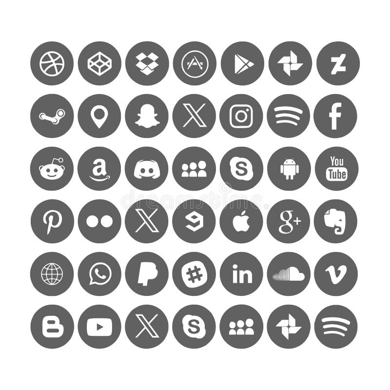 All Social Media Multiple Icons in Vector Editorial Stock Photo ...