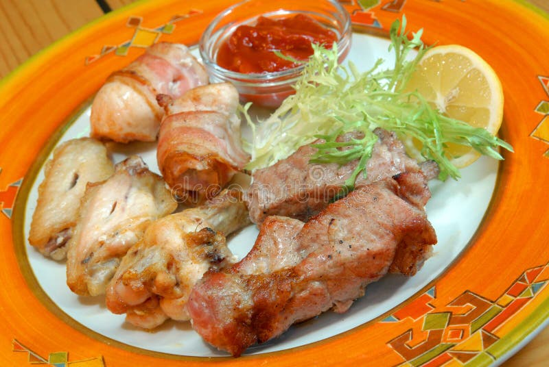 All Sorts from Meat Fried on a Grill Stock Image - Image of meat, fried ...