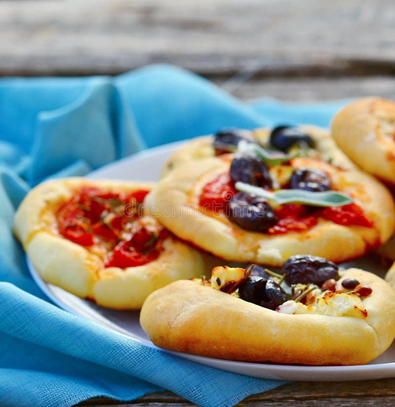 All Sorts of Mini Pizzas. Italian Cuisine Stock Image - Image of ...