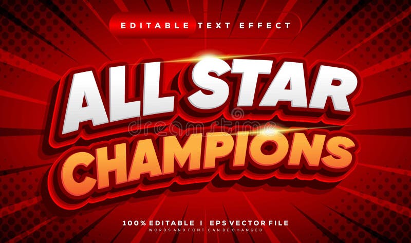 All Star Champions Vector Text Effect with Modern Style Design Stock ...