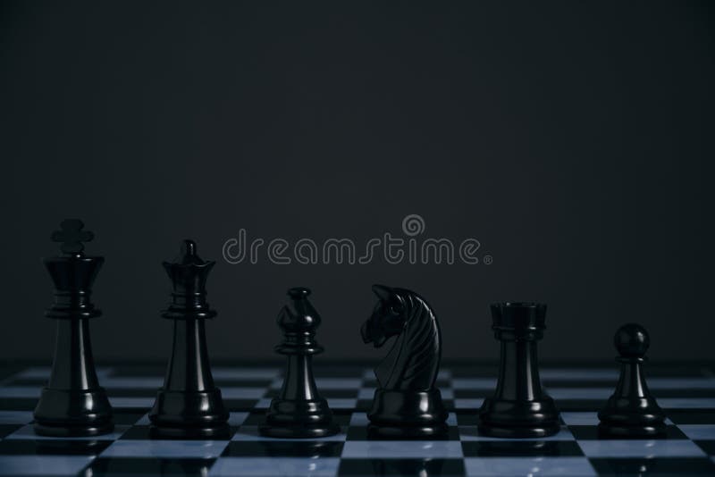 All Suits Black Chess Pieces on Chess Board Stock Photo - Image of ...