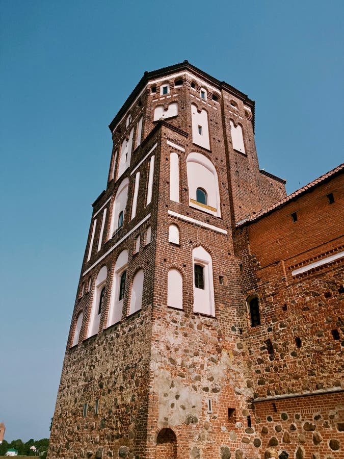 One of the Towers of Mir Castle Stock Photo - Image of fortification ...