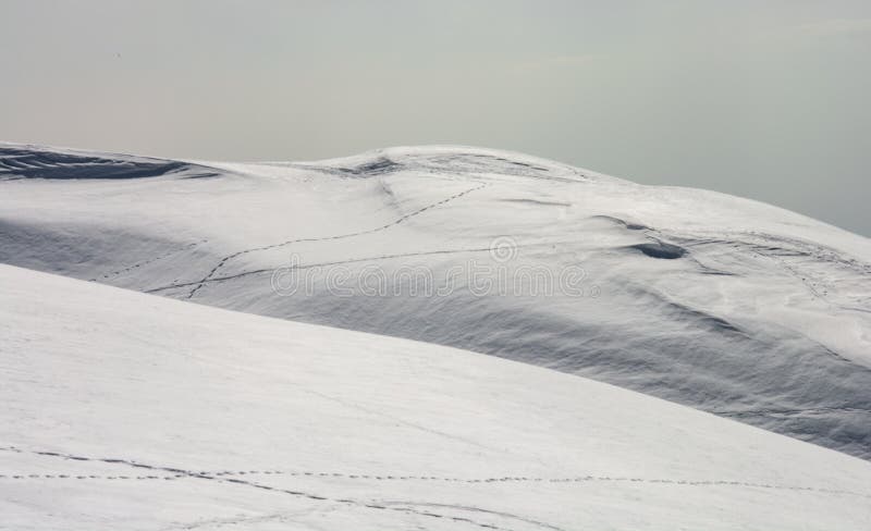 Expanses of Snow in the High Mountains after a Heavy Snowfall Stock ...