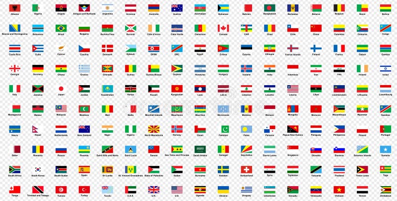 All World Flags with Signatures Vector Set of Rectangular Icons. Flags ...