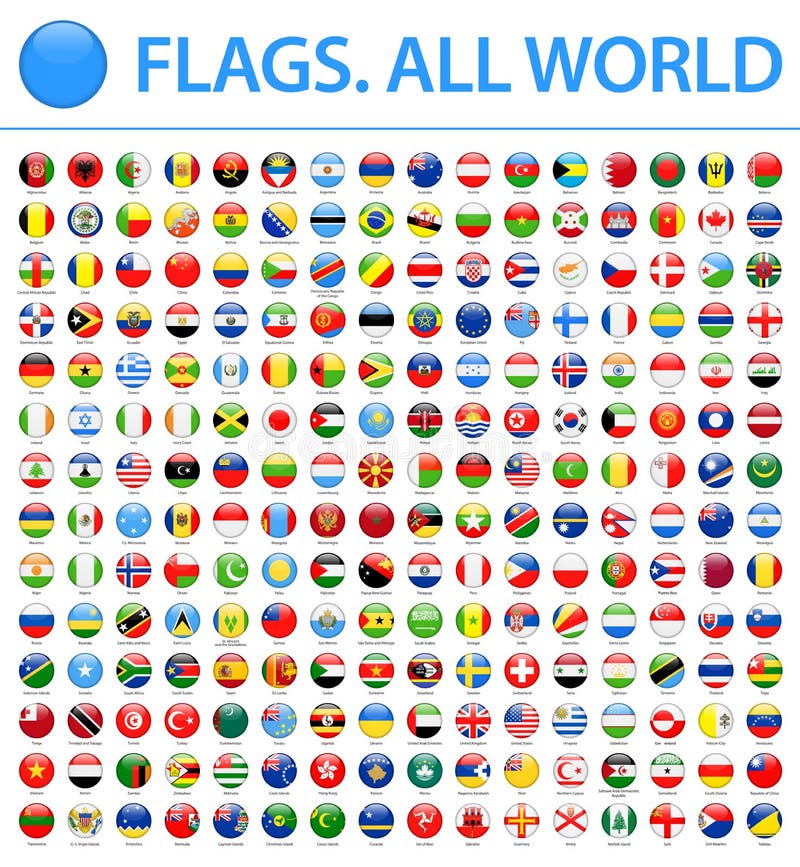 All World Round Glossy Vector Flags - Collection Stock Illustration ...