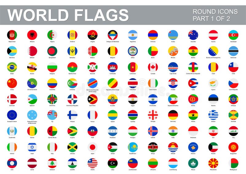 All World Flags - Vector Set of Round Flat Icons. Part 1 of 2 Stock Illustration - Illustration ...