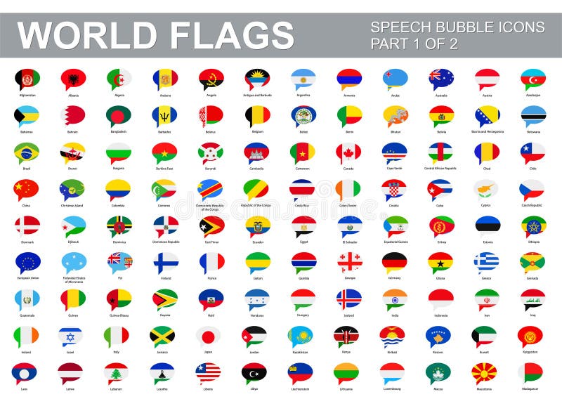 All World Flags - Vector Set of Speech Bubble Icons. Part 1 of 2 Stock ...
