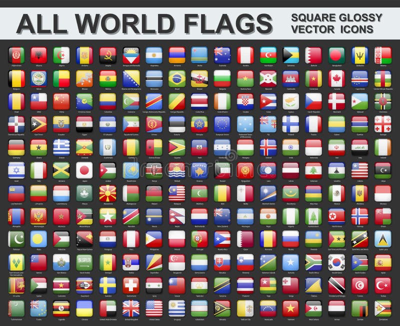 All World Flags - Vector Set of Square Icons. Stock Vector ...