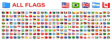 All World Flags - Vector Tag Label Flat Icons. 2020 Versions of Flags ...