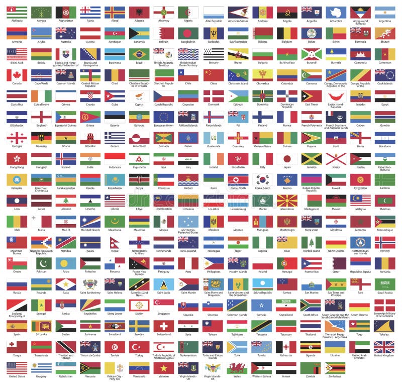 All World Flags - Set of Different Styles. Vector Flat Icons Stock ...