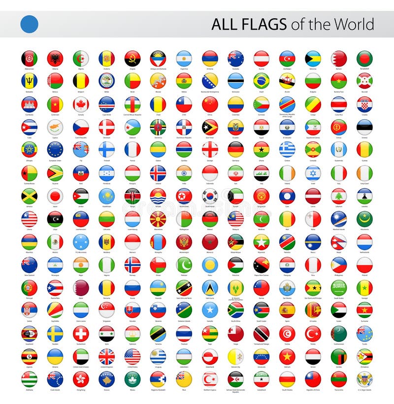 All Flags of the World in Alphabetical Order. Round, Circle Glossy ...