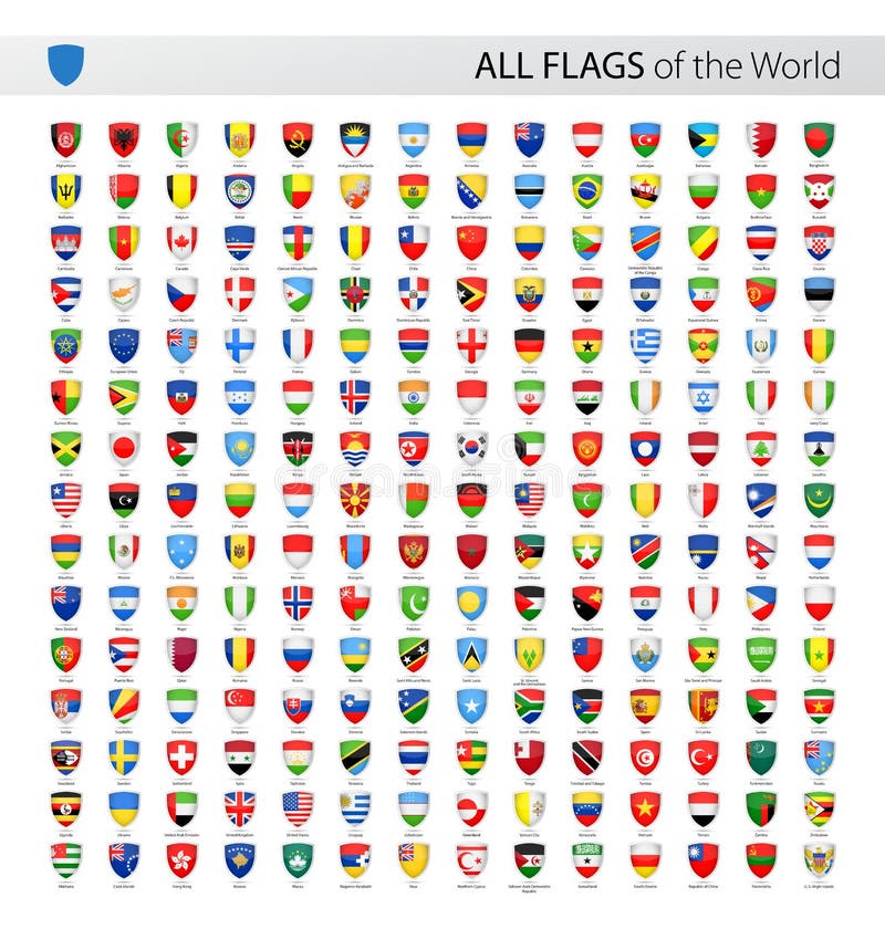All World Shield Vector Flags - Collection Stock Illustration ...