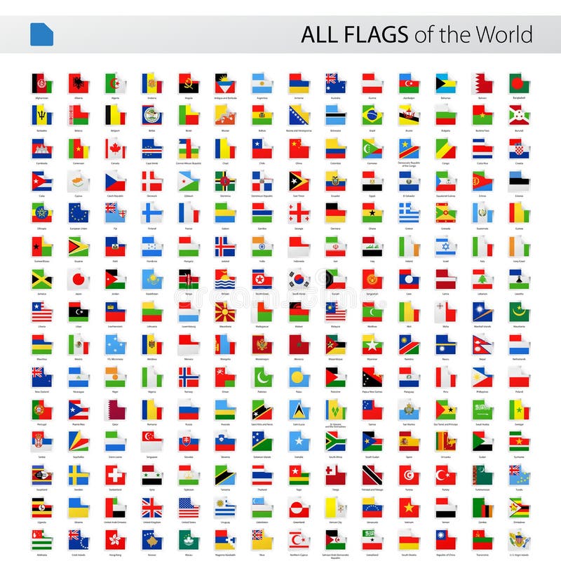 All World Square Corner Vector Flags - Collection Stock Illustration ...