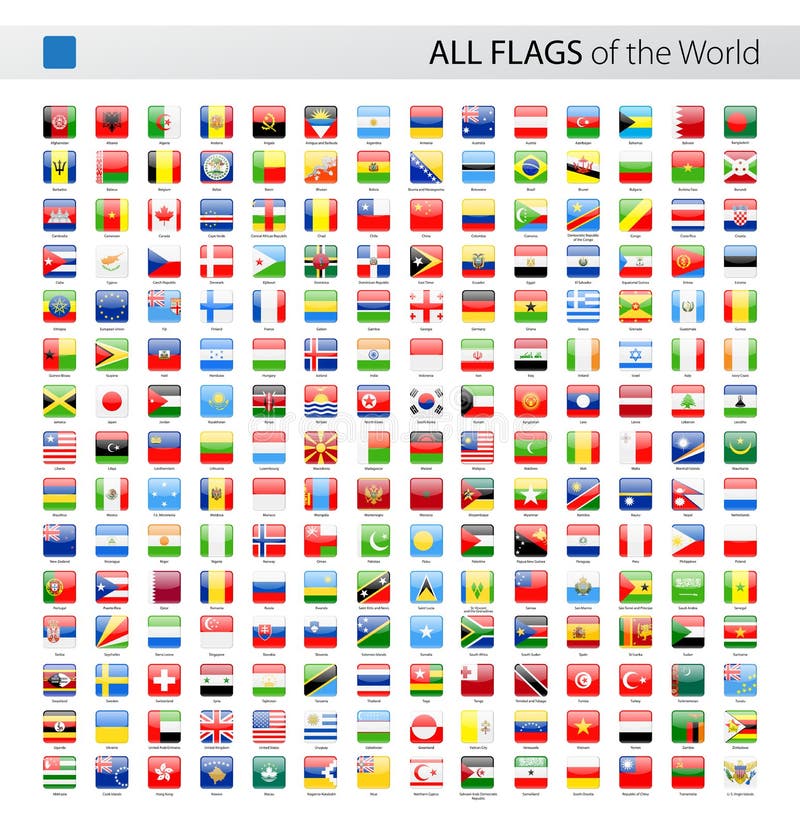 All World Square Glossy Vector Flags - Collection Stock Illustration ...