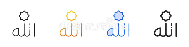 Allah Icon.Thin Linear, Gradient, Blue Stroke and Bold Style Design ...