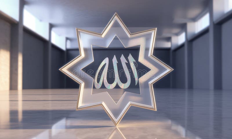 Allah Name in Arabic Calligraphy Inside a Star Shape in Architectural ...