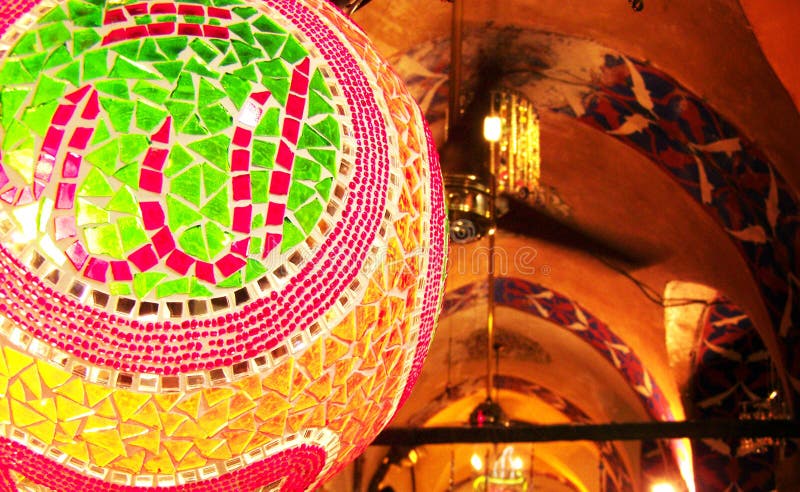 Allah Written Turkish Glass Mosaic Lamp Stock Image - Image of glass ...