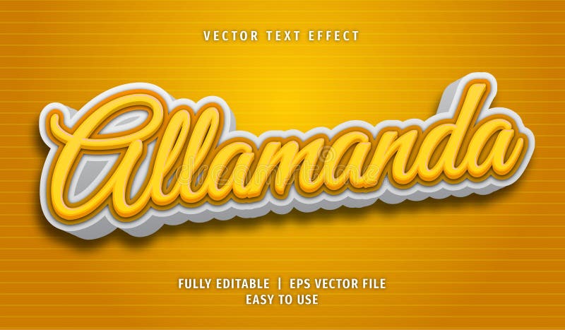 Text Effects 3D Allamanda, Editable Text Style Stock Vector ...