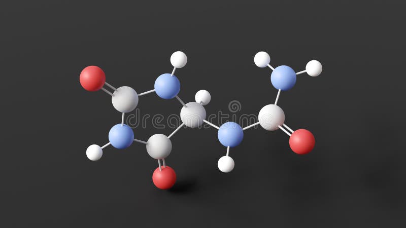 Allantoin Molecular Structure, 3d Model Molecule, 5-ureidohydantoin ...