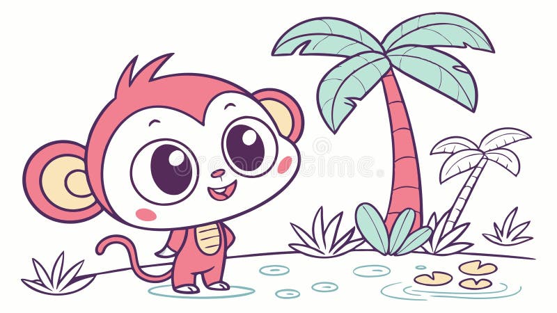 Allens Swamp Monkey Enthusiastic Laughs Lake Table Vector Stock Vector ...