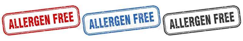 Allergen Free Square Isolated Sign Set. Allergen Free Stamp Stock ...