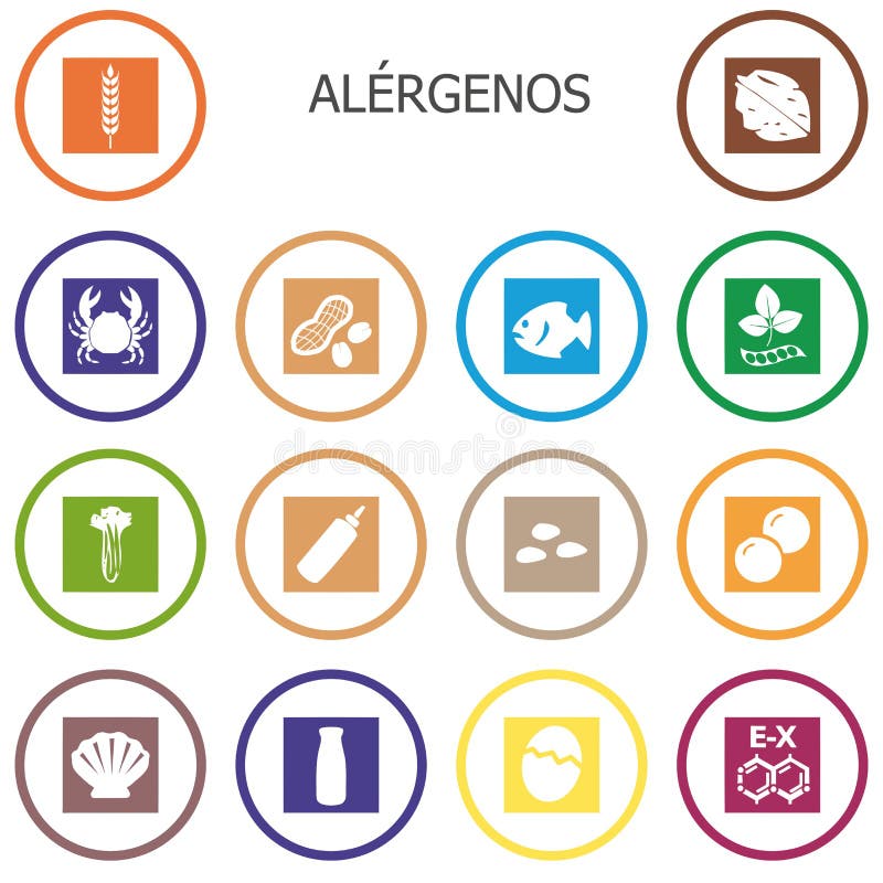 Allergen Food Allergy Icons Stock Vector - Illustration of molluscs ...