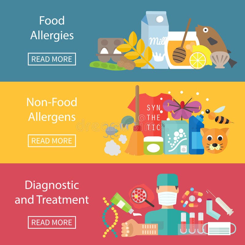 Allergies Infographics Set With Allergens Diagnostics And Allergy