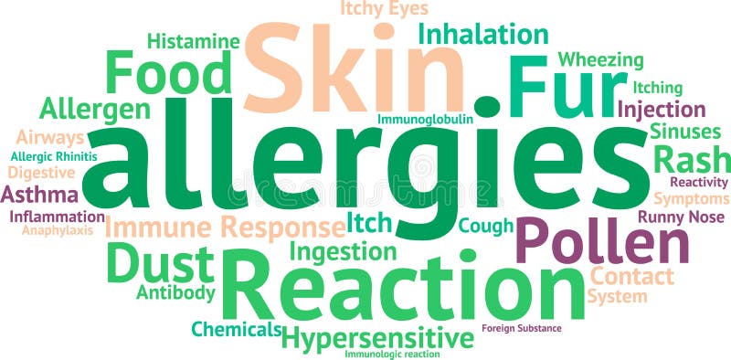 Allergies Word Cloud stock vector. Illustration of inhalation - 83110154