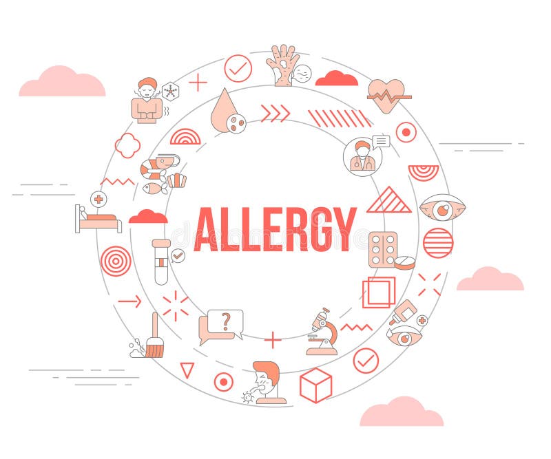Allergy Concept with Icon Set Template Banner and Circle Round Shape ... Allergy Concept with Icon Set Template Banner and Circle Round Shape ...