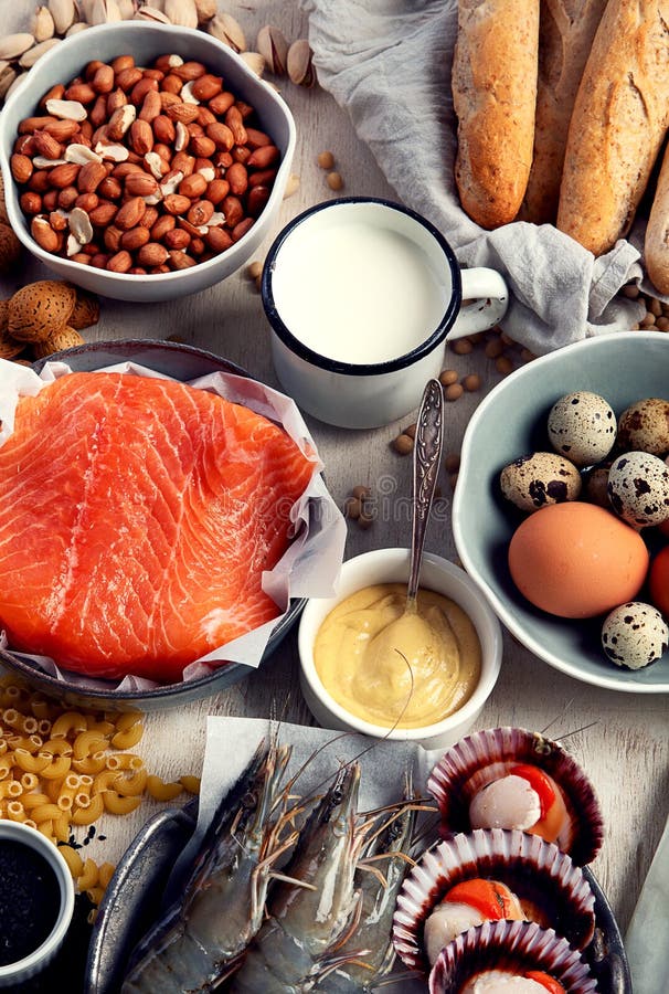 Allergy Food Concept. Assorted Allergic Products Stock Image - Image of ...