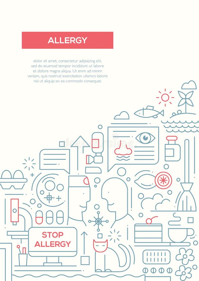 Allergy - Line Design Brochure Poster Template A4 Stock Vector ...