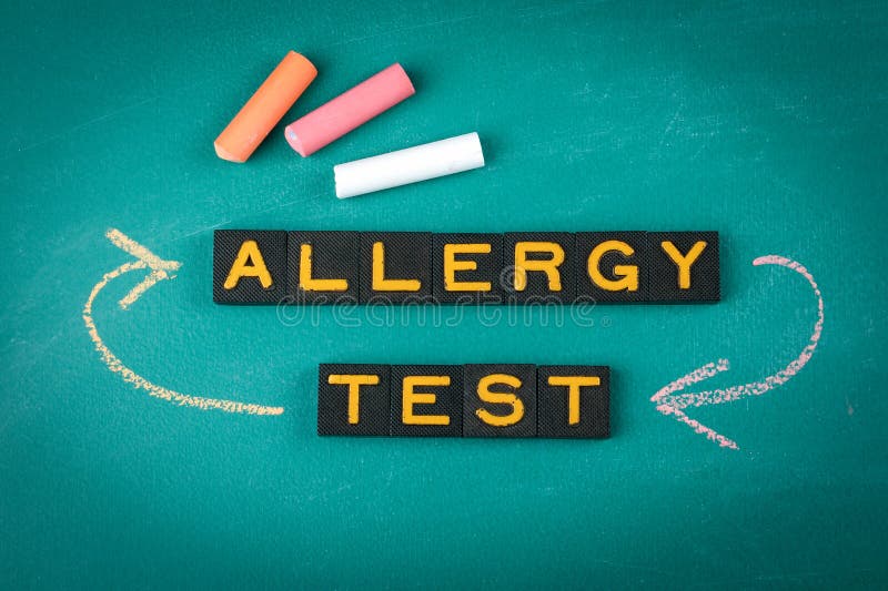 Allergy Test Concept. Chalkboard Background with Letter Blocks Stock ...