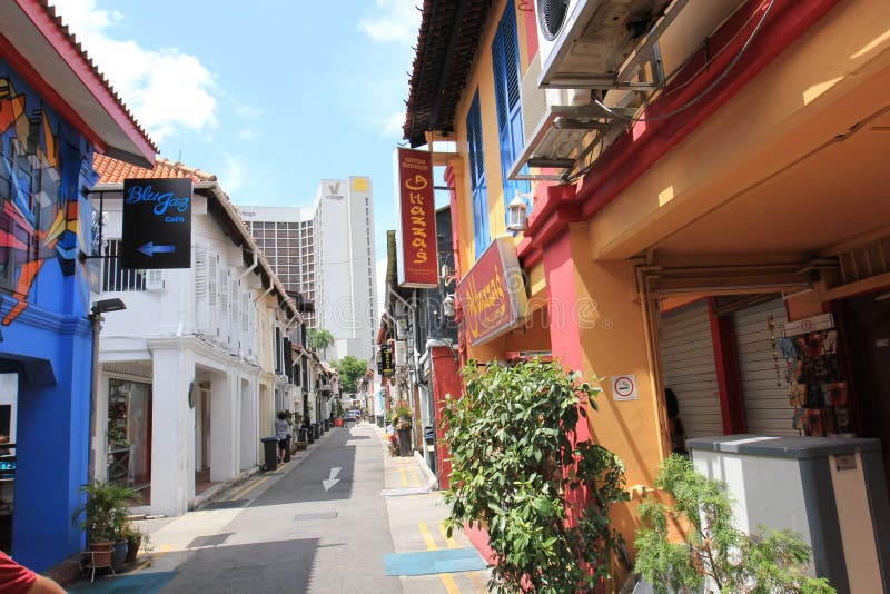Back alley in Singapore editorial stock photo. Image of crowded - 51988773