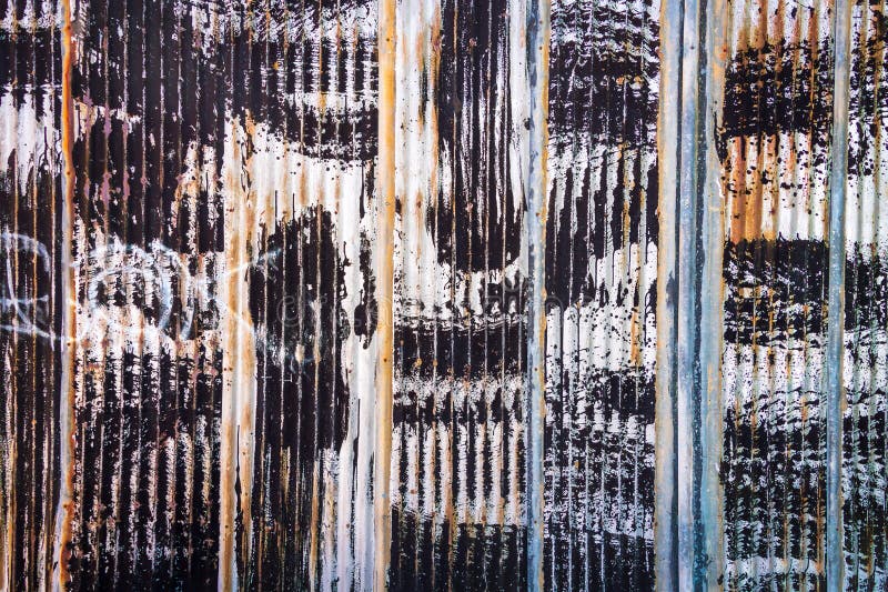 Alley Art on Corrugated Steel II Stock Photo - Image of white, painting ...